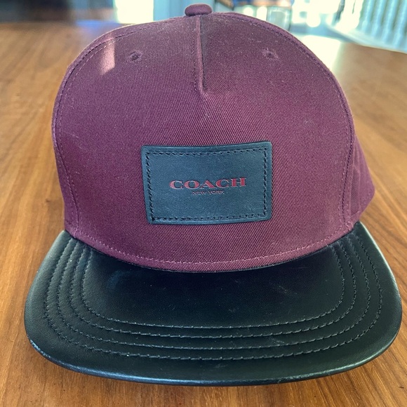 Coach | Accessories | Mens Coach Flat Leather Brim Baseball Cap | Poshmark